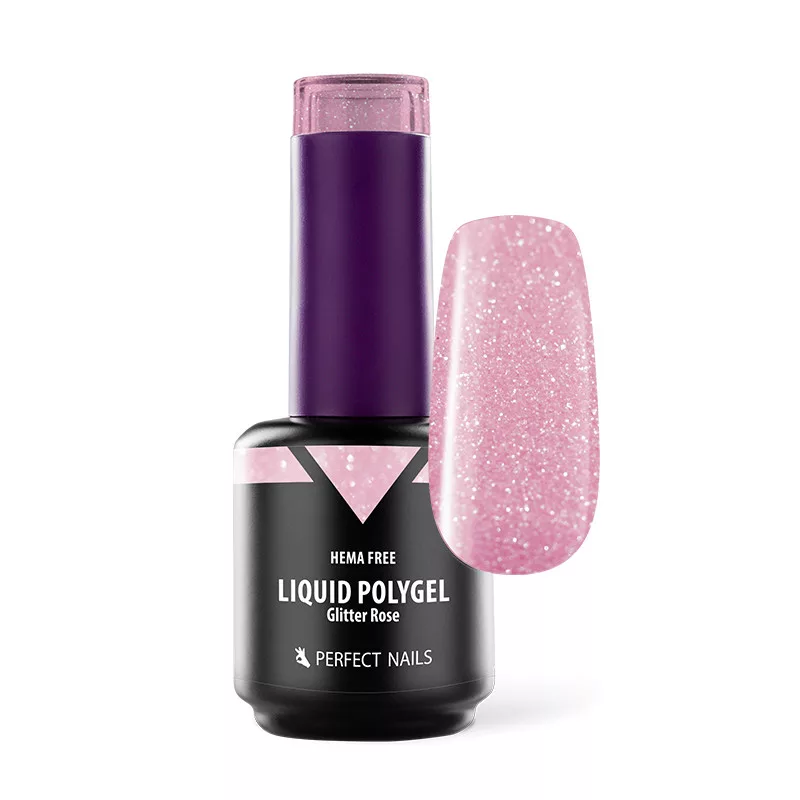 Liquid Polygel - Glitter Rose - 15ml - Perfect Nails Company